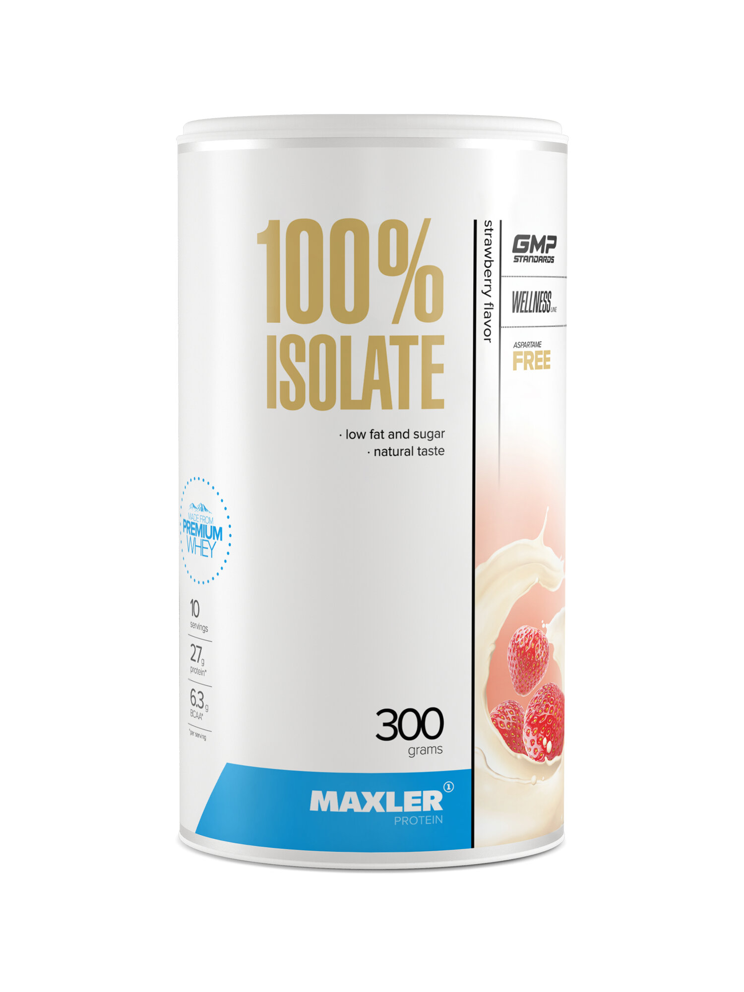 Изолят сывороточного протеина Maxler 100% Isolate (90% protein), порошок, 300 г - Клубника