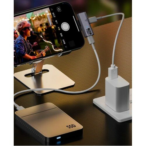 Кабель KS-is, USB-C (m) - USB-C + USB-C PD, угловой, серебристый — фото 1