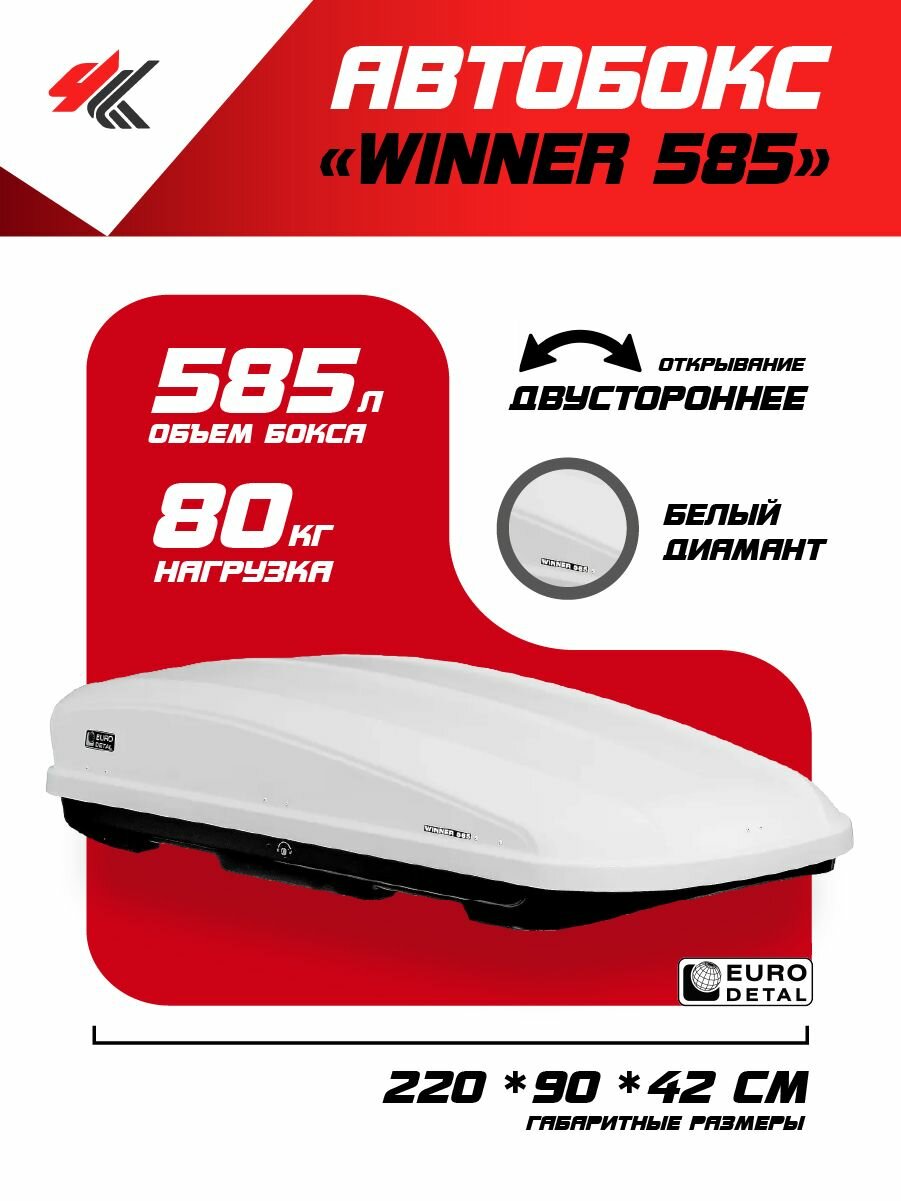 Автобокс на крышу автомобиля "Winner585" двустороннее открывание чери ТИГГО-4 (белый диамант) / Евродеталь