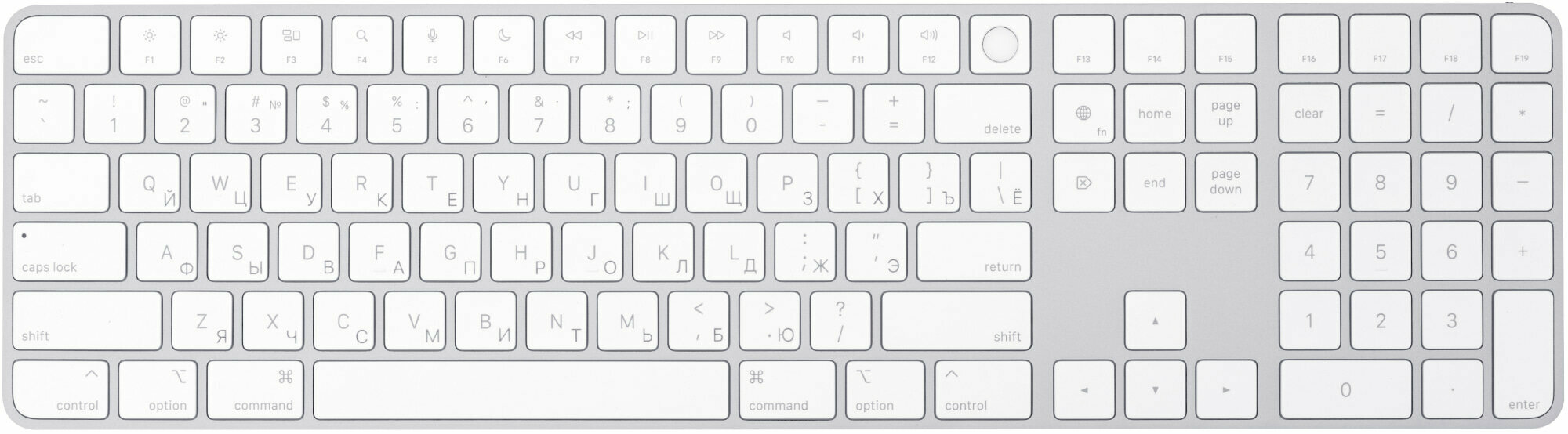 Клавиатура Apple Magic Keyboard с Touch ID и цифровой панелью, USB-C , White (белый) - Русская гравировка (MXK73)