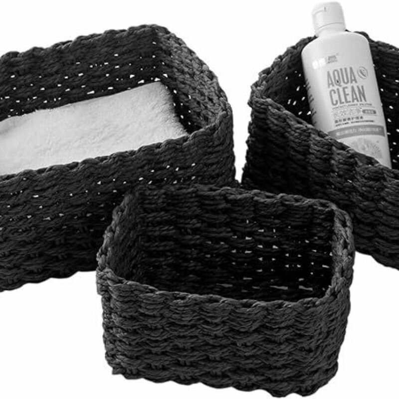 Набор корзина для хранения из 3: корзина для хранения плетеная, коробки для аксессуаров, органайзер для ванной комнаты и стола для пеленания