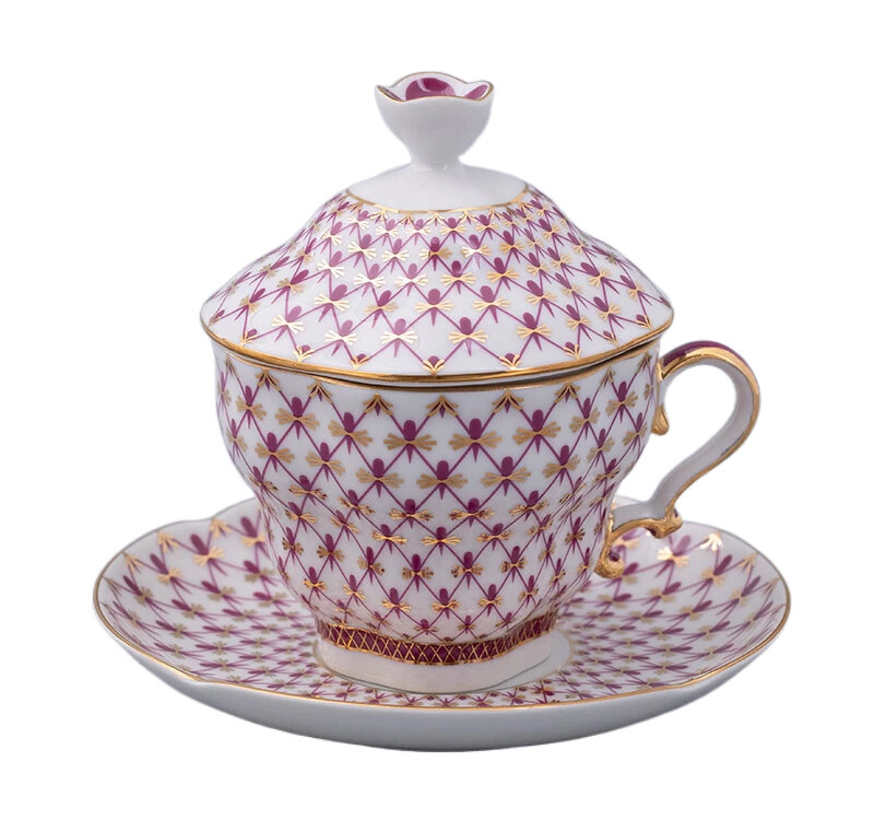 Чайная пара с крышкой ИФЗ Подарочная 2, Сетка-Блюз, фарфор 81.26643.00.1
