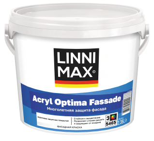 Краска Фасадная Linnimax Acryl Optima Fassade 2,35л Белая, Акриловая База 3 / Линнимакс Акрил Оптима Фассаде.