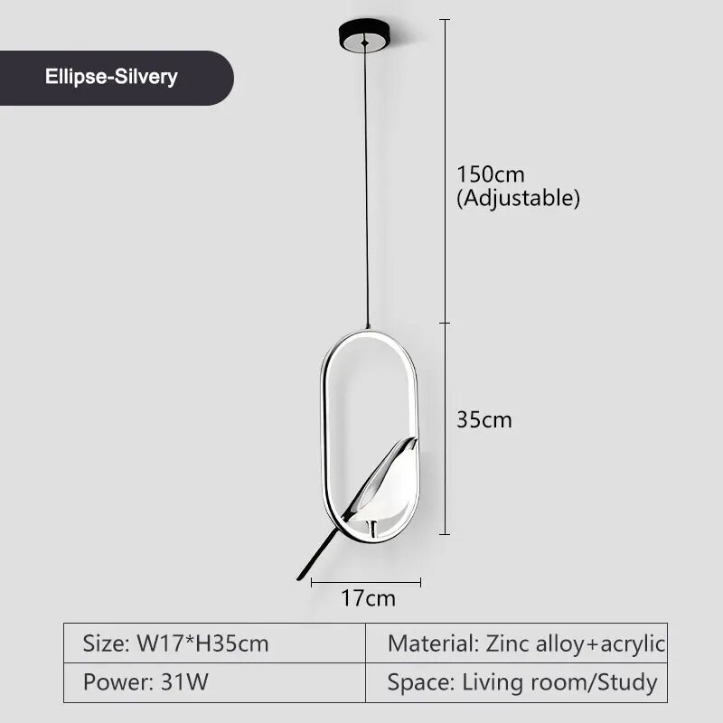 Подвесные светильники JIMMCHENG золотые/серебряные LED, Neutral Light, A Silver