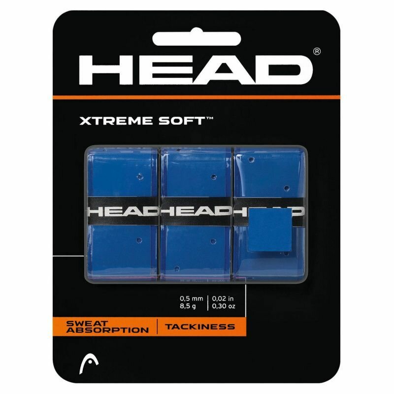 Овергрипы Head Xtreme Soft Grip, намотка для теннисной ракетки 0.5 мм, 3 шт, синий