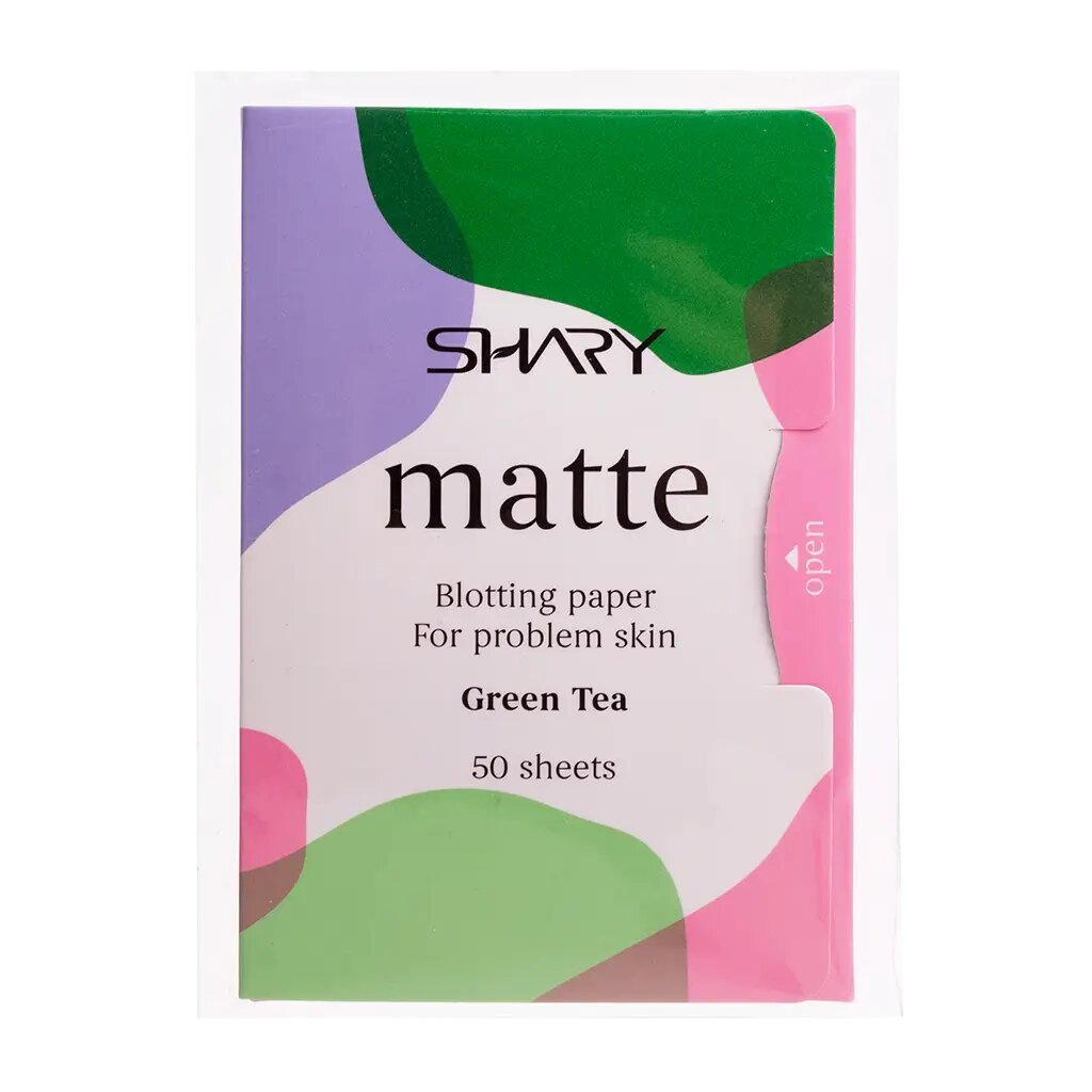 Shary Матирующие салфетки для лица Зеленый чай для проблемной кожи 12 г 1 шт