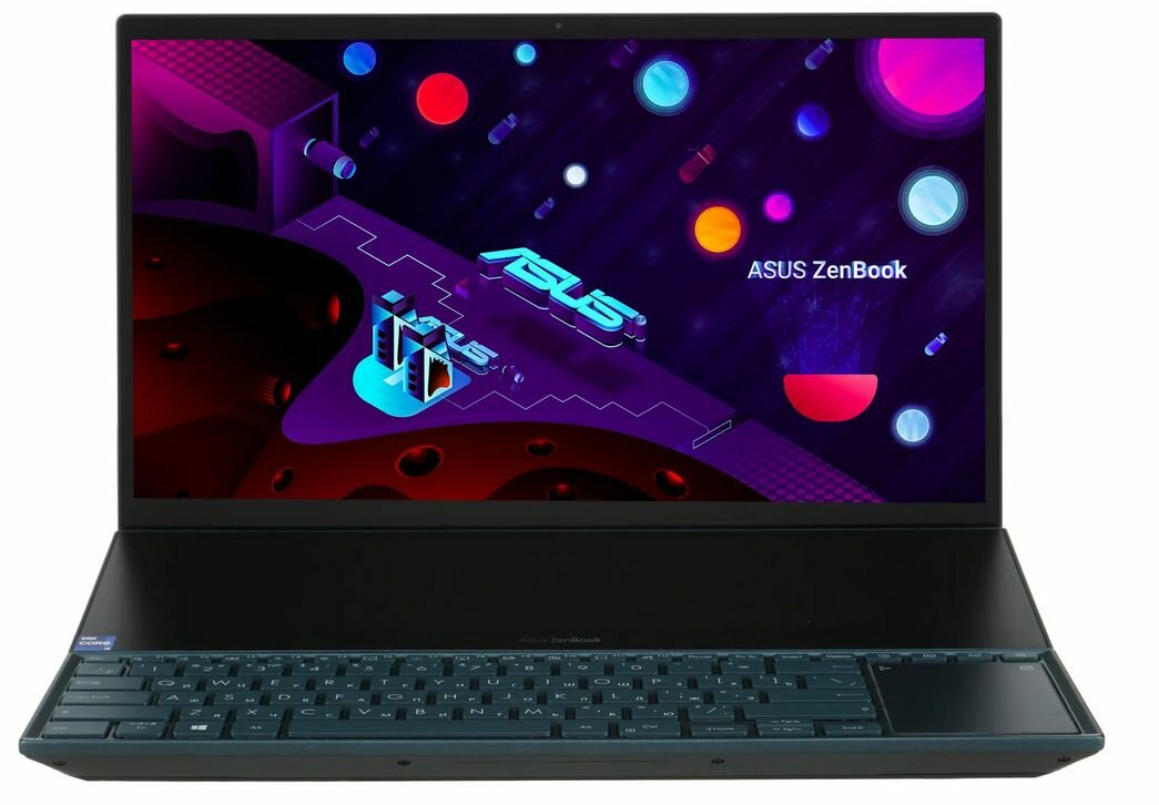 15.6" Ноутбук ASUS Zenbook Pro Duo 15 OLED UX582HS-H2010X (90NB0V21-M002A0) синий - 3840x2160, OLED, Intel Core i9-11900H, ядра: 8 х 2.5 ГГц, 32 ГБ, SSD 1024 ГБ, GeForce RTX 3080 для ноутбуков - 8 ГБ