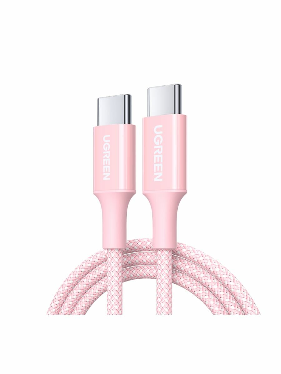 Кабель UGREEN L501 (65246) 60W USB-C to USB-C PD Fast Charging Braided Cable 3A Max. Длина: 2м. Цвет: розовый