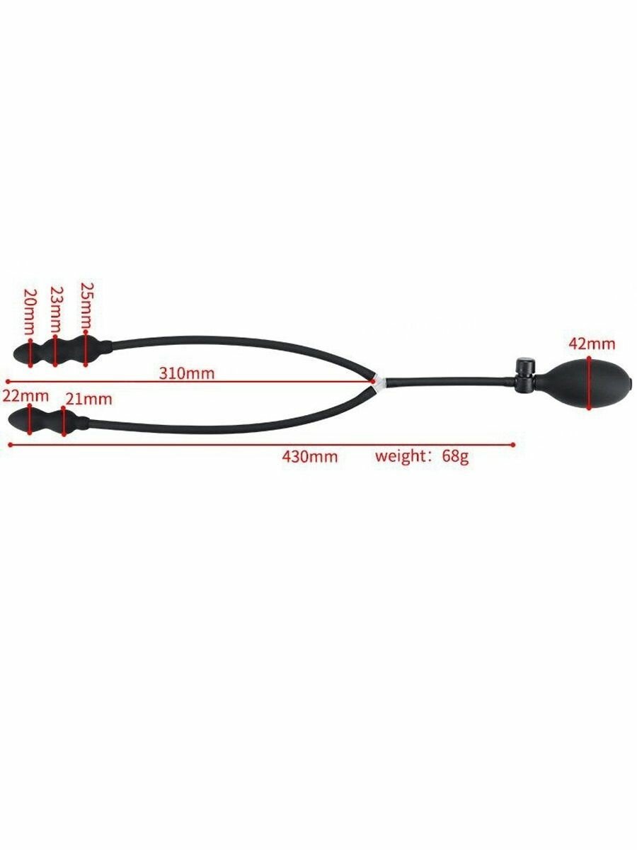 Двойной надувной анальный расширитель с грушей, 7см
