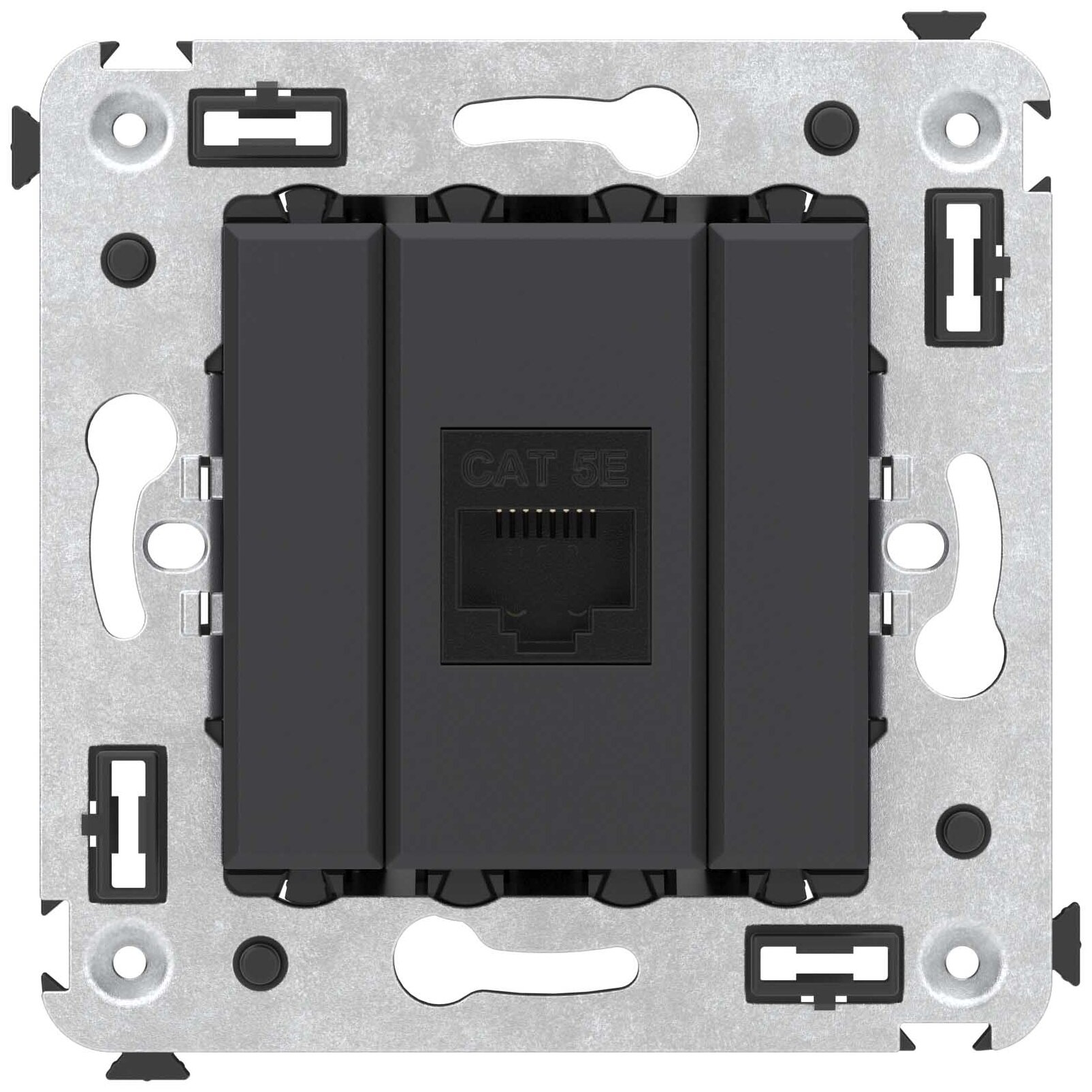 Компьютерная розетка DKC Avanti RJ-45 без шторки в стену, кат.5е одинарная, Черный матовый 4412663
