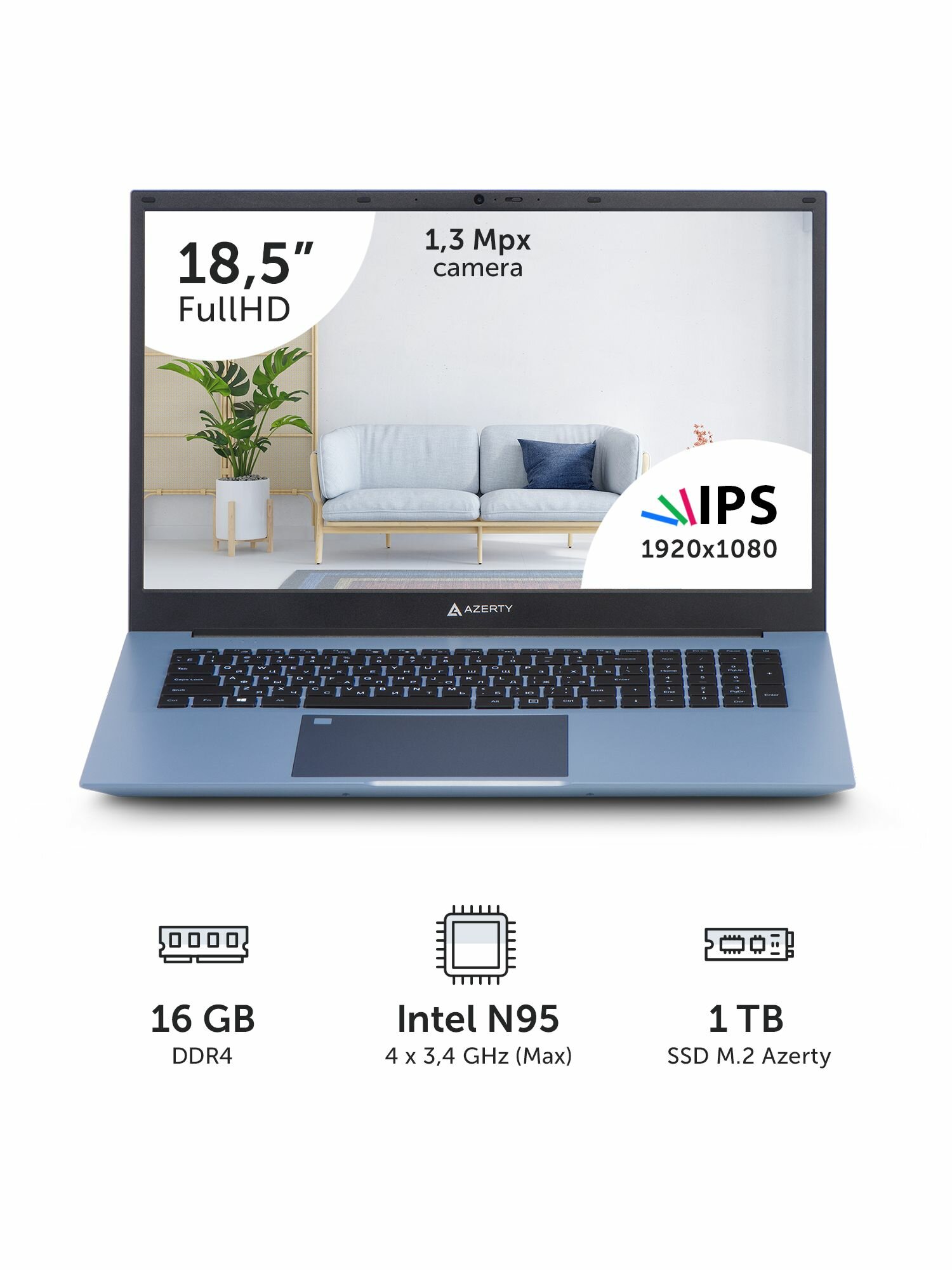 Ноутбук RB-1799 18,5" N95, 4x1.7GHz, 16Gb, 1TB