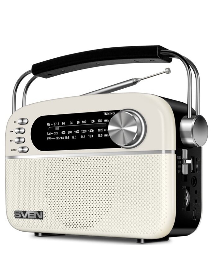 Радиоприемник SVEN SRP-505 SV-020439, белый, 3Вт, BT, FM/AM/SW
