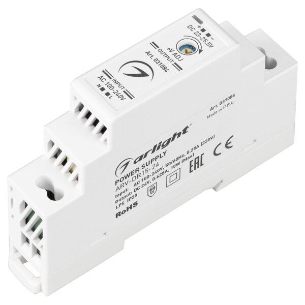 Блок питания ARV-DR15-24 (24V, 0.63A, 15W)