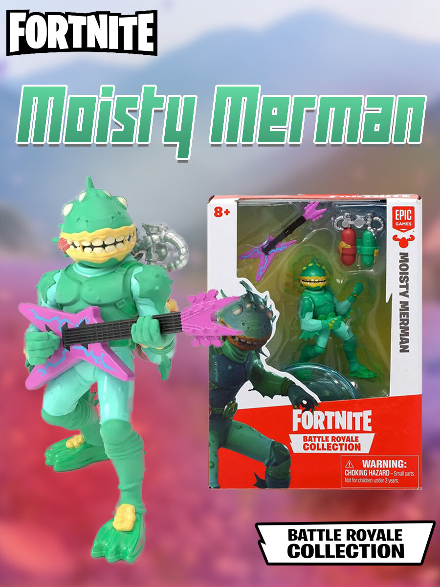 Фортнайт Moose Fortnite Battle Royale Collection Moisty Merman / набор моделей игровых персонажей, включая оружие и кронштейны для шасси, подходит для детей старше 8 лет, Игрушки для мальчиков