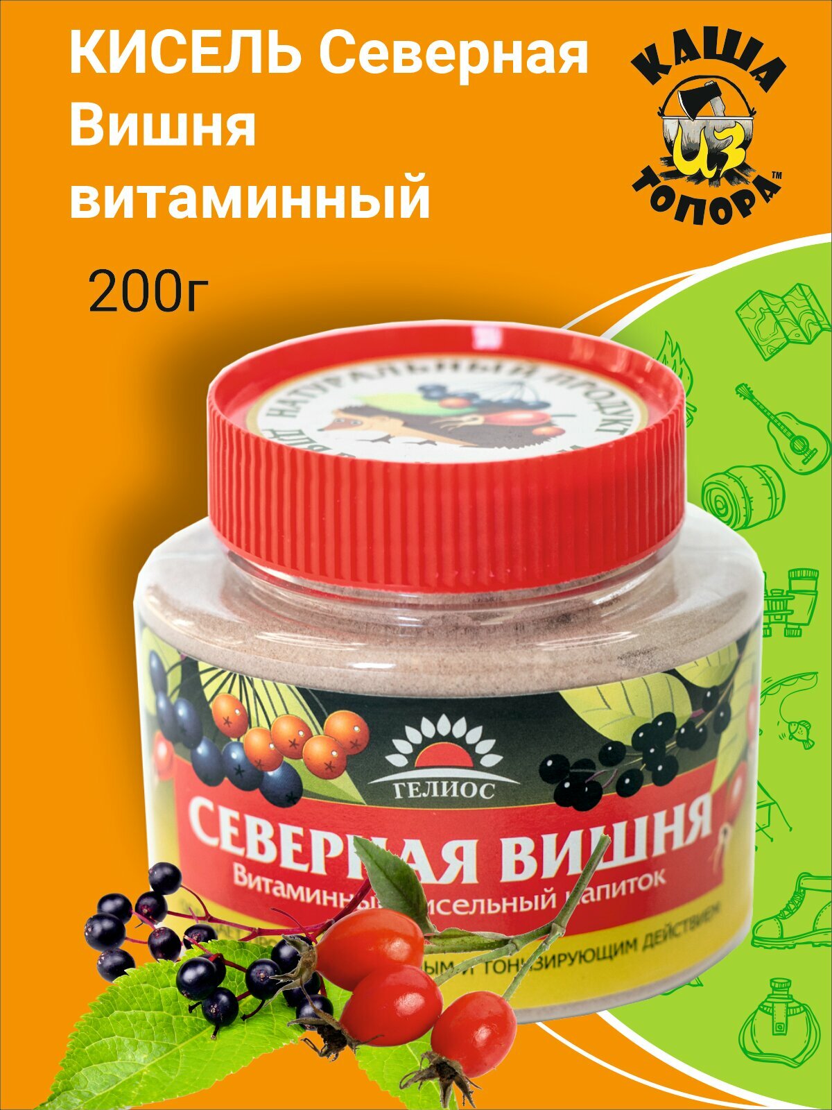 Кисель натуральный витаминизированный 'Северная вишня' 'Гелиос', 200г