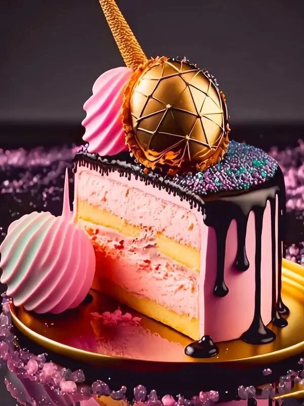 5D DIY Алмазная картина Мороженое Торт Полная круглая Алмазная мозаика Пейзаж Алмазная вышивка Комплект Стразы Домашнее украшение