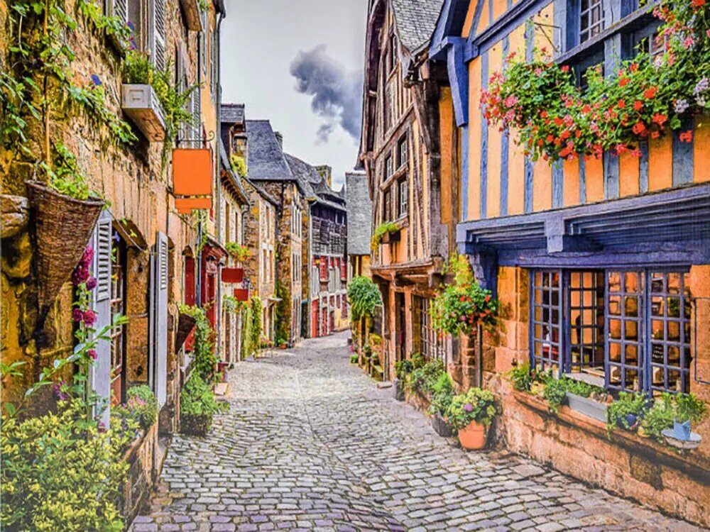 5D DIY Алмазная картина Уличный цветок Полная круглая Алмазная мозаика Пейзаж Алмазная вышивка Комплект Стразы Домашнее украшение