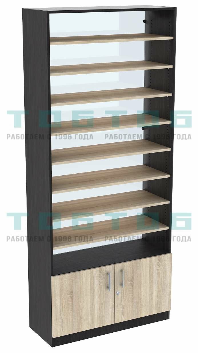 Стеллаж из ДСП с 8-ю полками 400x900 мм серии LEVEL-8 №14-1 (З/C - стекло), Дуб Золотистый