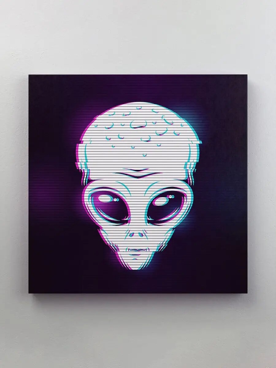 Интерьерная картина на холсте "Инопланетянин в космосе" размер 35x35 см