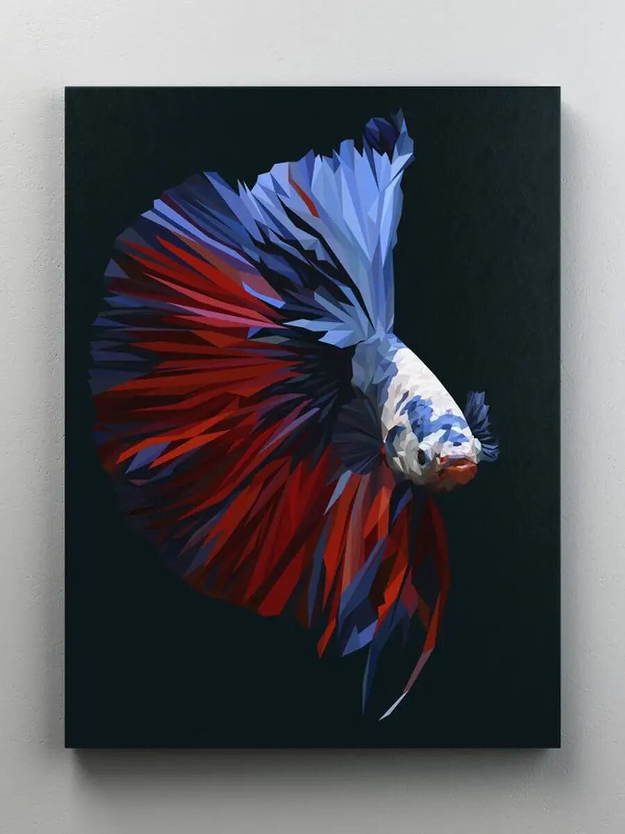 Интерьерная картина на холсте "Аквариумная рыбка - Петушок" размер 30x40 см