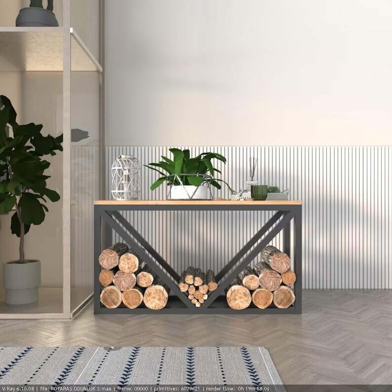 Дровница металлическая, подставка для дров в стиле лофт135х31х54
