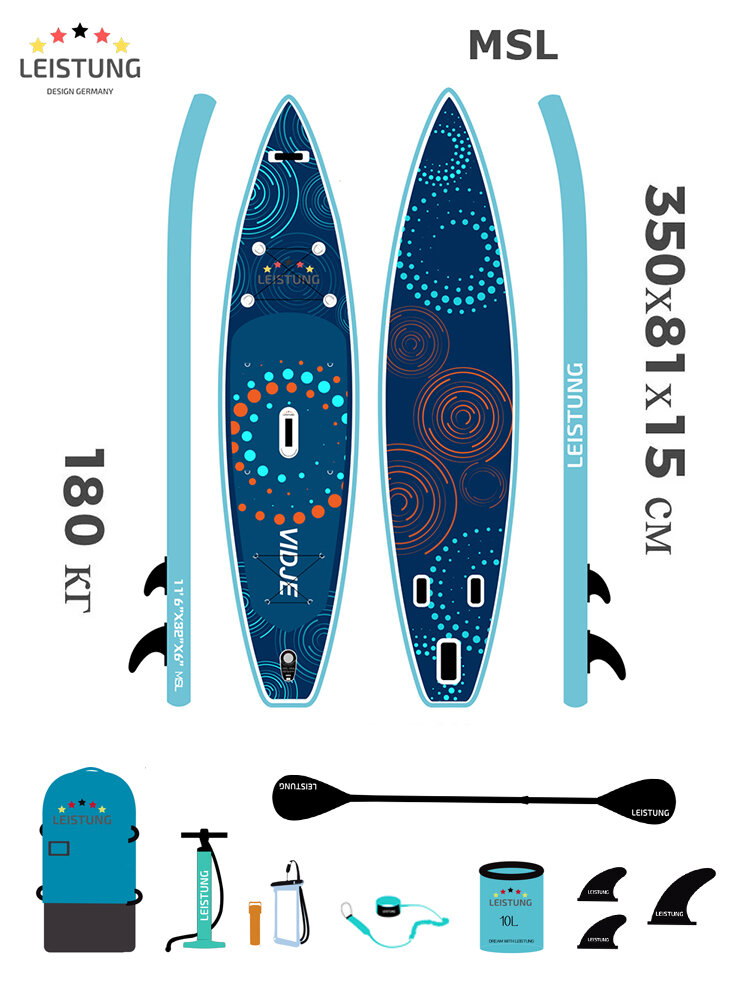 Сап борд надувной двухслойный для плаванья LEISTUNG VIJDE MSL Fusion 11.6 / Доска SUP board / Сапборд