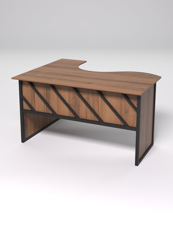 Стол эргономичный офисный СЭ-14 (правосторонний) "стронг" в стиле лофт декор №2, Орех