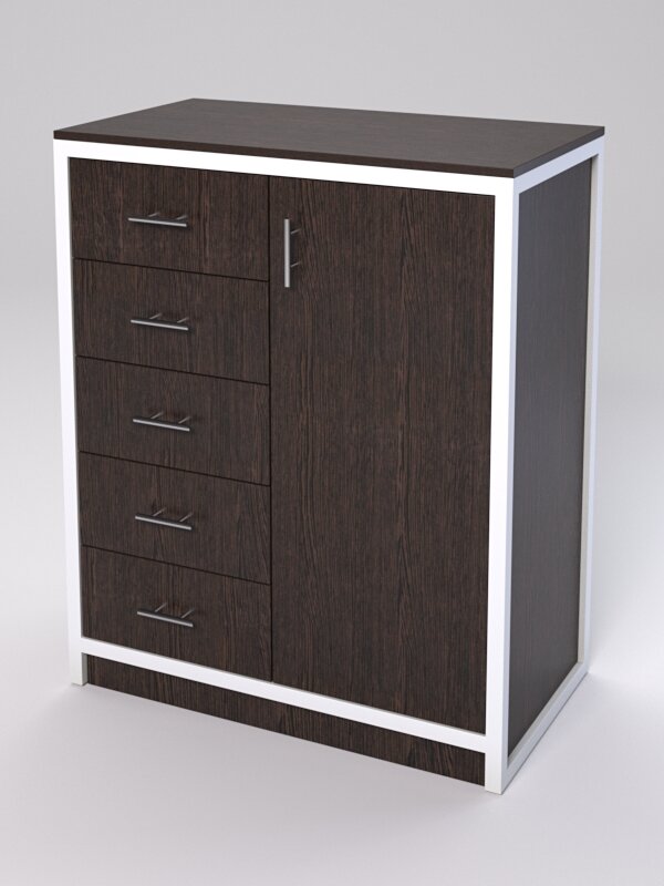 Тумба для офисной техники №7-2А "стронг" в стиле лофт, Дуб Венге + металлический каркас Белый