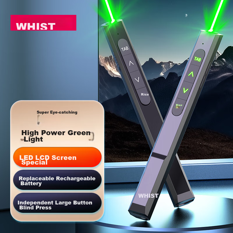 Whistler G61 Green Laser Pointer, LED Screen Dedicated Laser Pointer, PPT Presentation Pointer, Teacher's Pointer, Large Public Lecture Pointer, Wireless Remote Control Presenter for Meetings