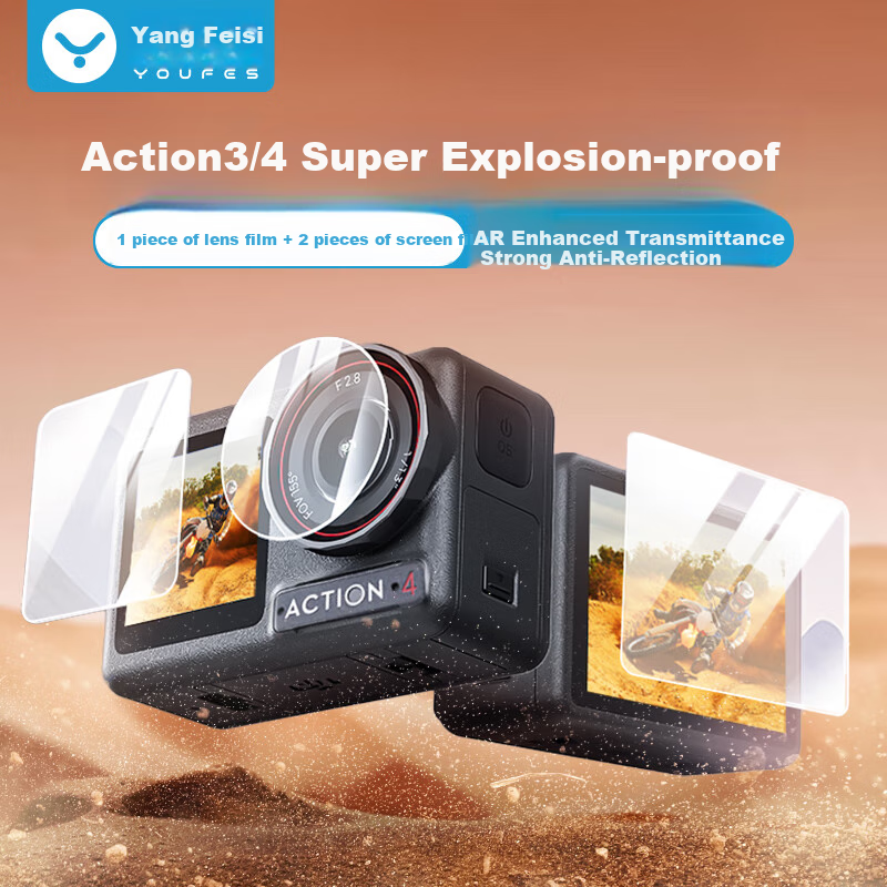 YOUFES 100% Positive Feedback Tempered Glass Screen Protector Lens Film AR Anti-reflective Film DJI Camera Accessories Film Scratch-resistant Anti-collision Compatible with Osmo Action 4/3