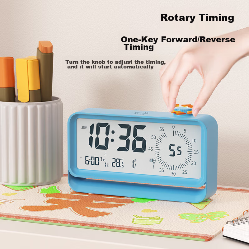 Compas Electronic Student Alarm Clock, Visual Timer, Night Light, Children's Countdown Timer, Time Management Device, 2818 Blue — фото 1
