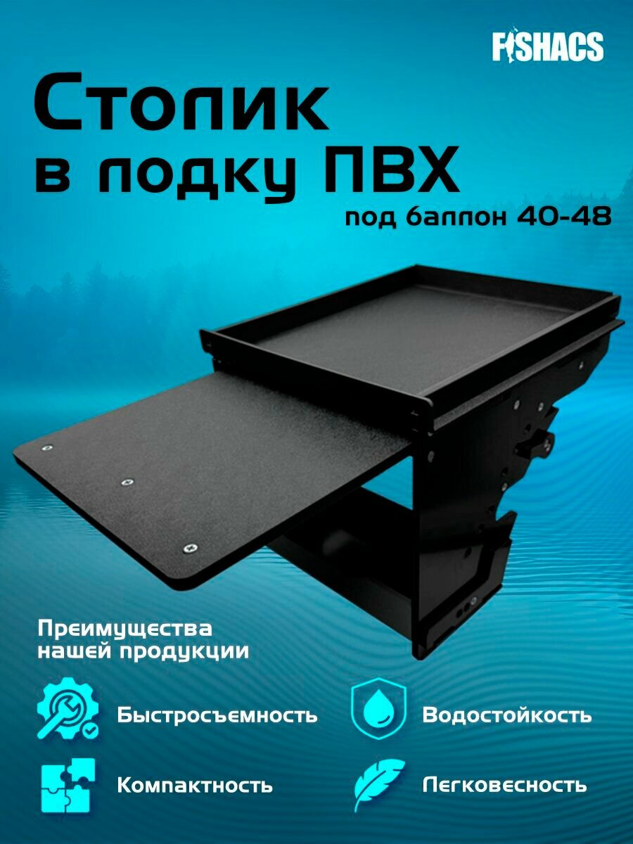 FiSHACS Столик выдвижной для эхолота для ПВХ-лодок, под баллон 40 48 см, ниша под АКБ