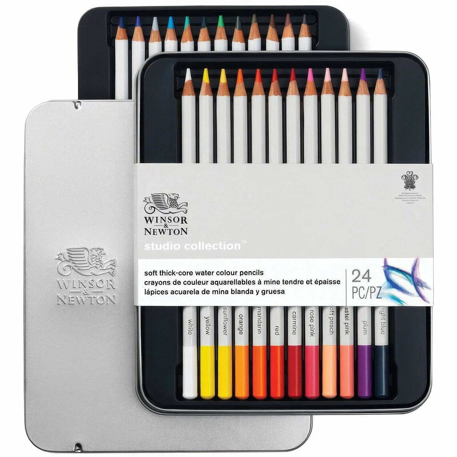 Набор карандашей акварельных Winsor & Newton 24 цветов, в металлической коробке