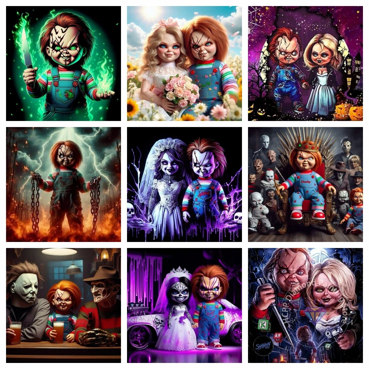 Bride of Chucky Horror Halloween Diamond Painting Kit DIY Diamond Embroidery Cross Stitch Handmade Art Gift Crafts Home Decor