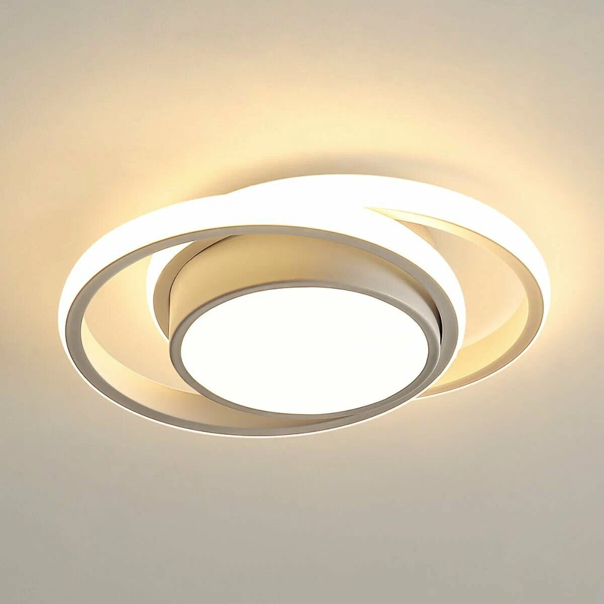 Потолочный светильник, двойной круглый светодиодный потолочный светильник из алюминия, золотисто-белый, 35 Вт, 5-10 м²