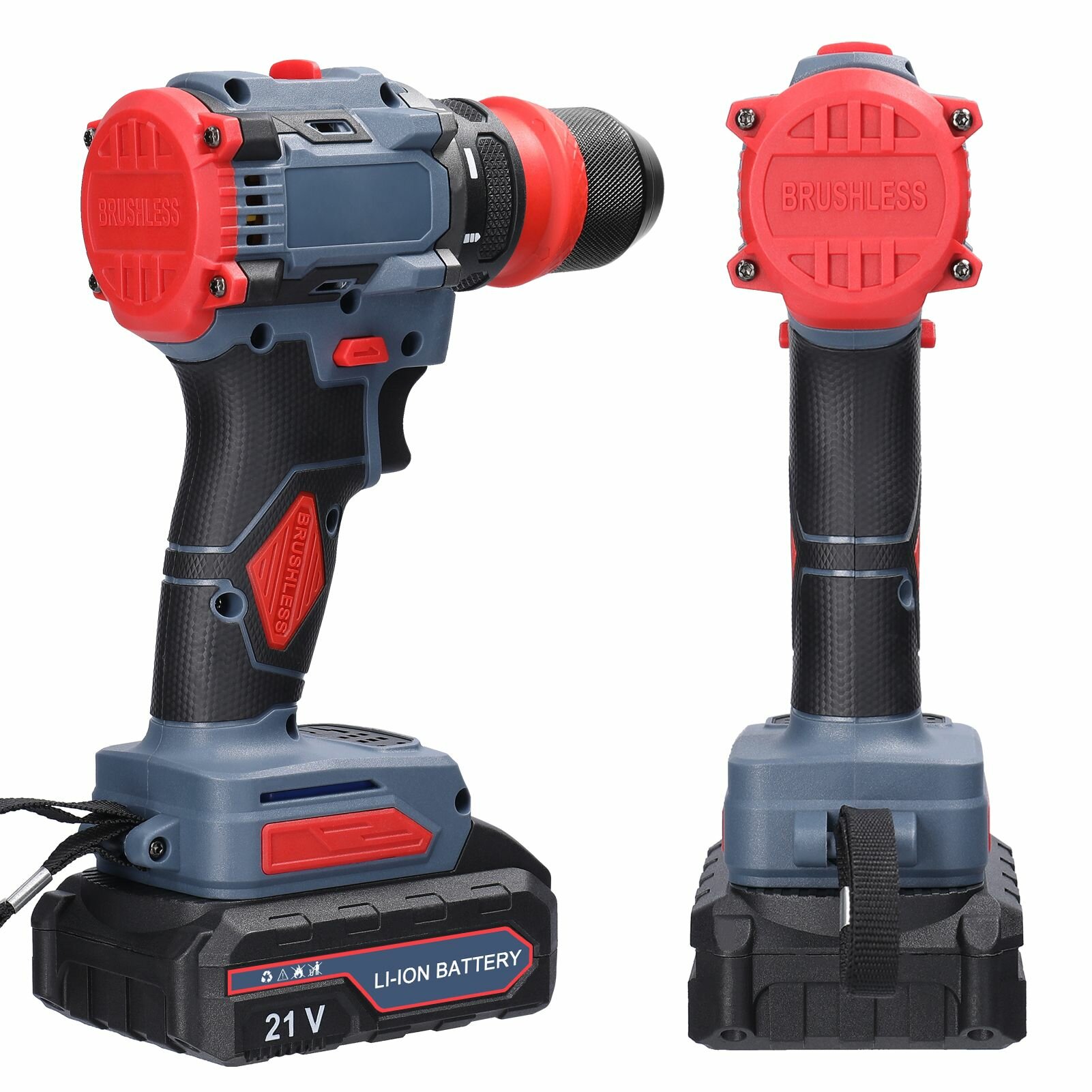 Многофункциональный аккумуляторный шуруповерт 21V с безщеточным двигателем для установки мебели и ремонта электроники