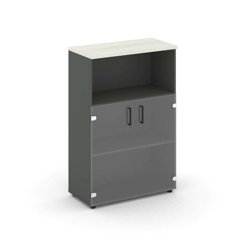 Шкаф средний широкий Style Project Riva SN. STS. E-202 Антрацит NEW/Дуб Наварра з. ст. Лхдф 796*400*1203