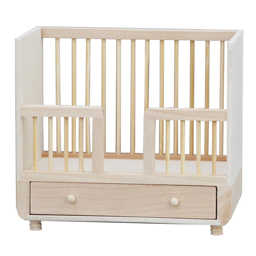 Реалистичная Детская Кроватка Реалистичные Ролевые Игры для Детей, Модель Кровати для Малышей, Игрушка Деревянная Детская Кроватка 1: 12 Кукольный Домик