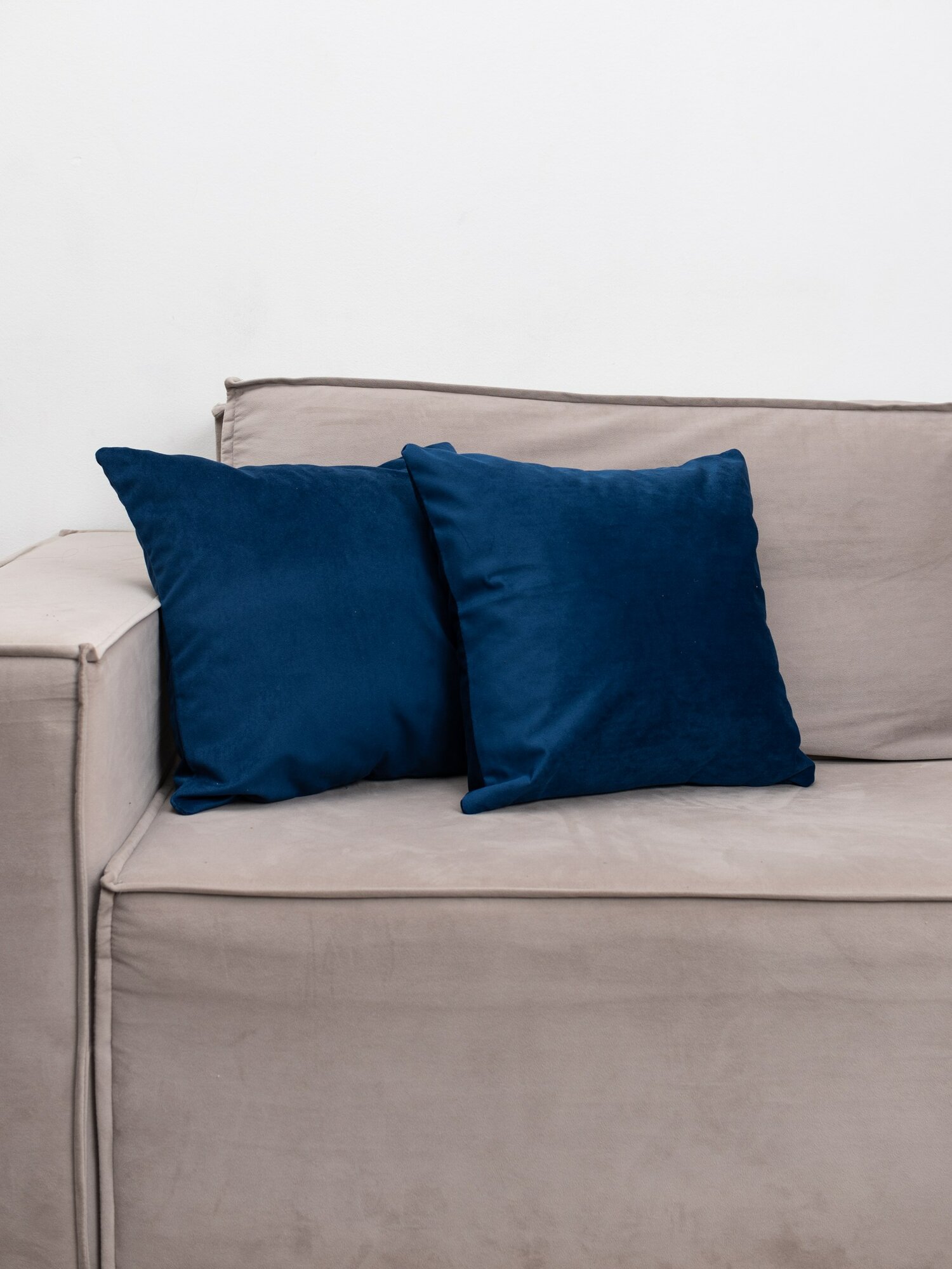 Подушка декоративная, велюр, синяя, съемный чехол, 2 шт