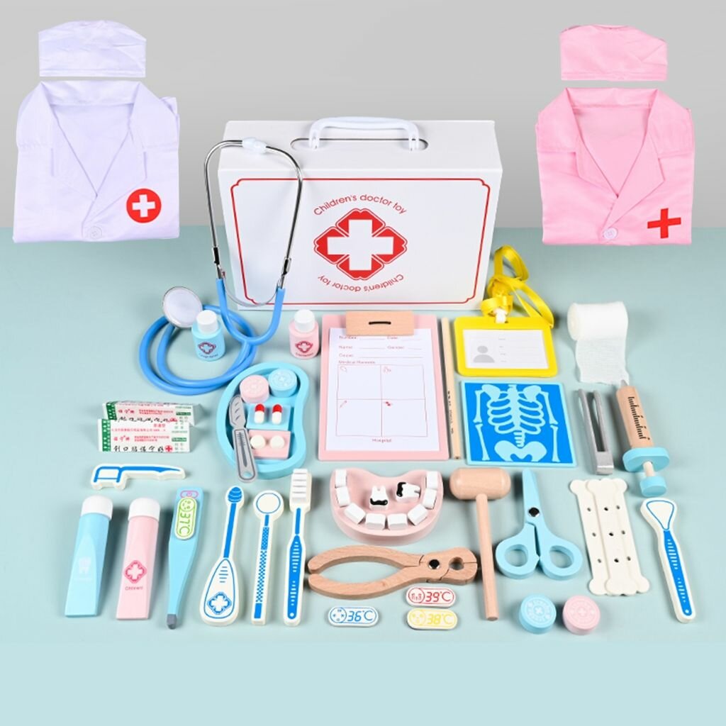 Детский набор доктора для девочек и мальчиков Деревянная Притворная медицинская подарочная игрушка