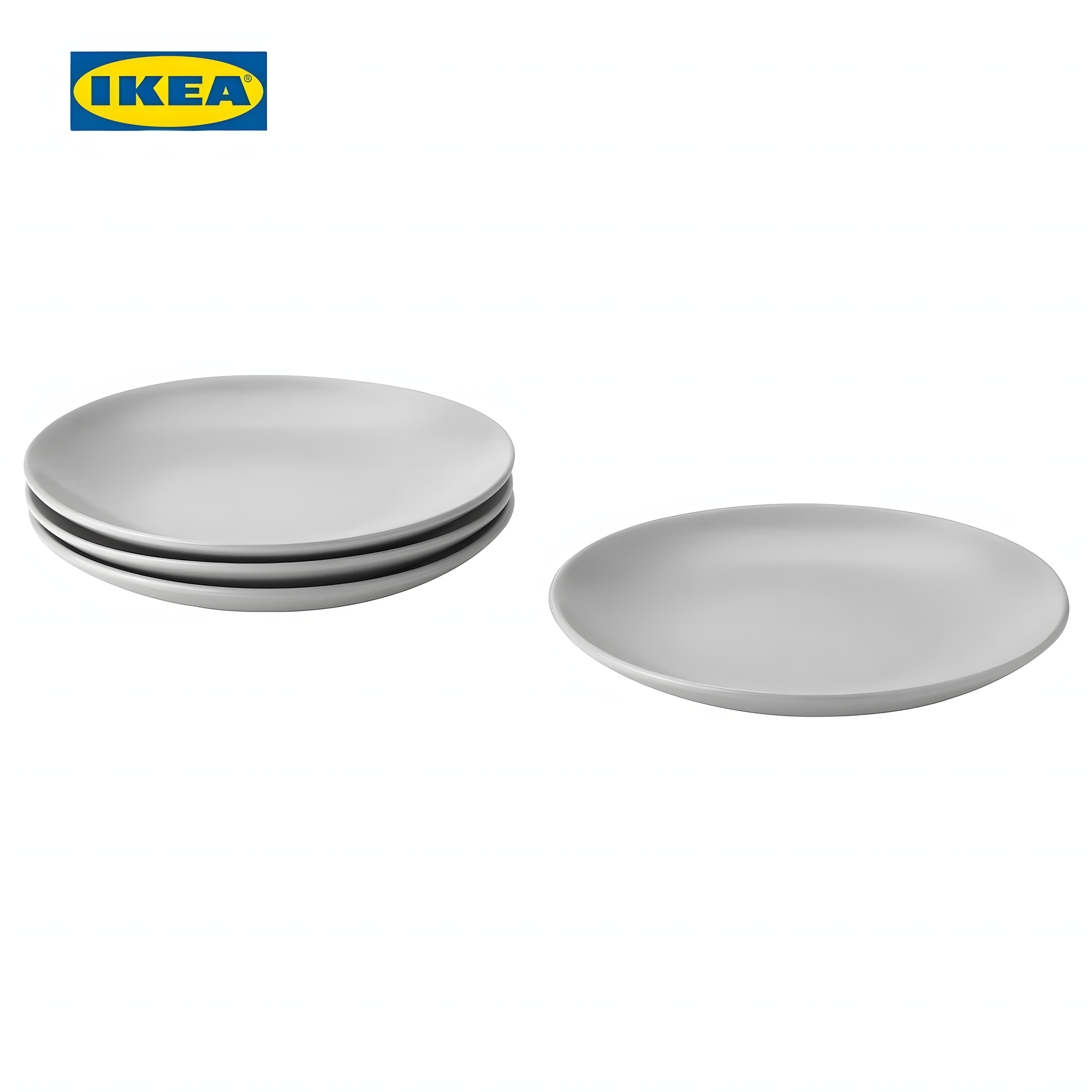 Набор тарелок IKEA FARGKLAR 4 шт. 20 см, светло-серый