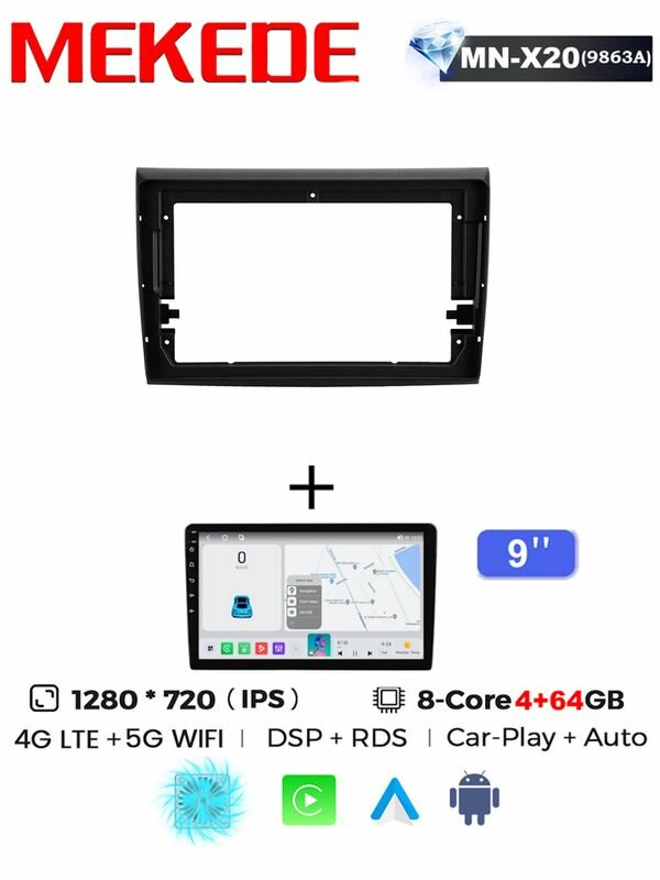 Магнитола 9" Mekede MN X20 Pro 4/64 Gb Fiat Bravo 198 2 2007-2014 carplay