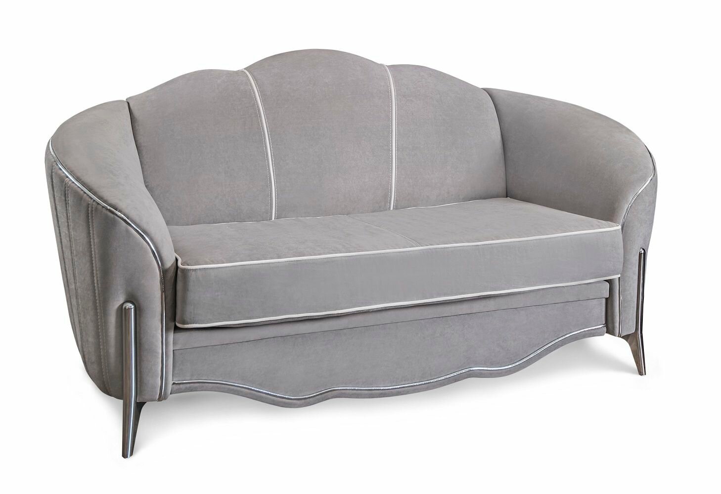 Диван Alba "Гравита", 2-местный, раскладной, велюр, серый, серебристый