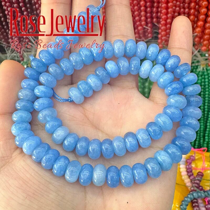 Бусины из голубого нефрита 5x8 мм, Rose Jewelry