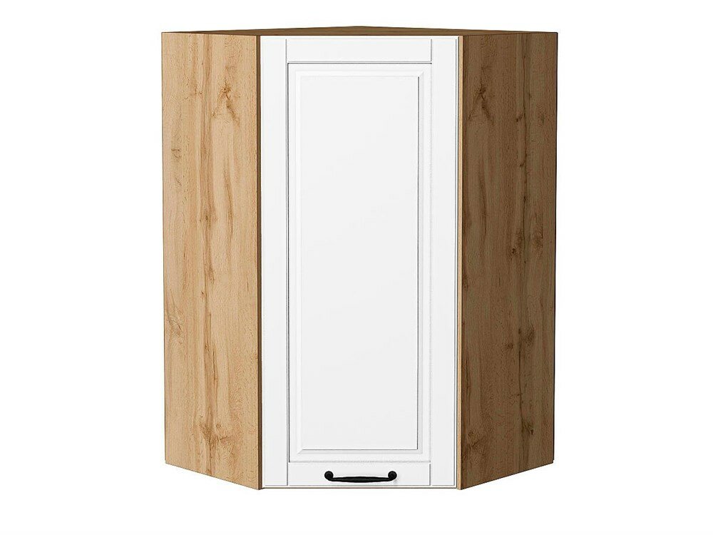 VVT Шкаф верхний угловой Дублин Дуб Вотан, Special White, 920 В*Ш*Г 920*600*600, фасад МДФ Special White, корпус Дуб Вотан Special White