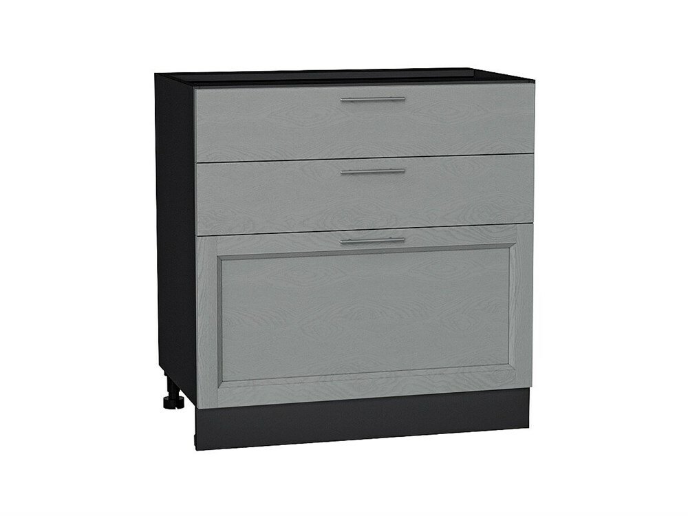 VVT Шкаф нижний с 3-мя ящиками Сканди Graphite, Grey Softwood, 800 В*Ш*Г 816*800*480, фасад МДФ Grey Softwood, корпус Graphite Grey Softwood