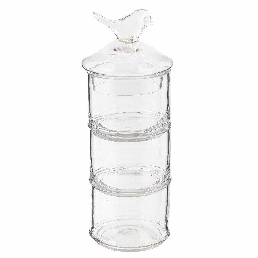 Конфетница-бонбоньерка 3-х ярусная "Птичка", 10х10х29 см