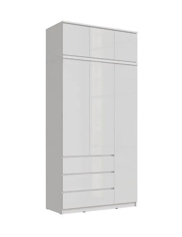 Челси Шкаф 1200 (Ш) (Белый глянец холодный, белый) с антресолью