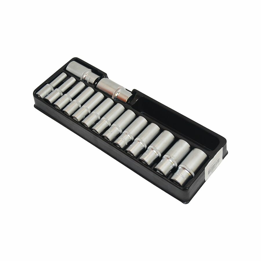 Набор торцевых шестигранных головок удлиненных 10-32 мм 1/2" дюйма в ложементе в тележку AIST 0-402115 15 предметов под большую трещотку