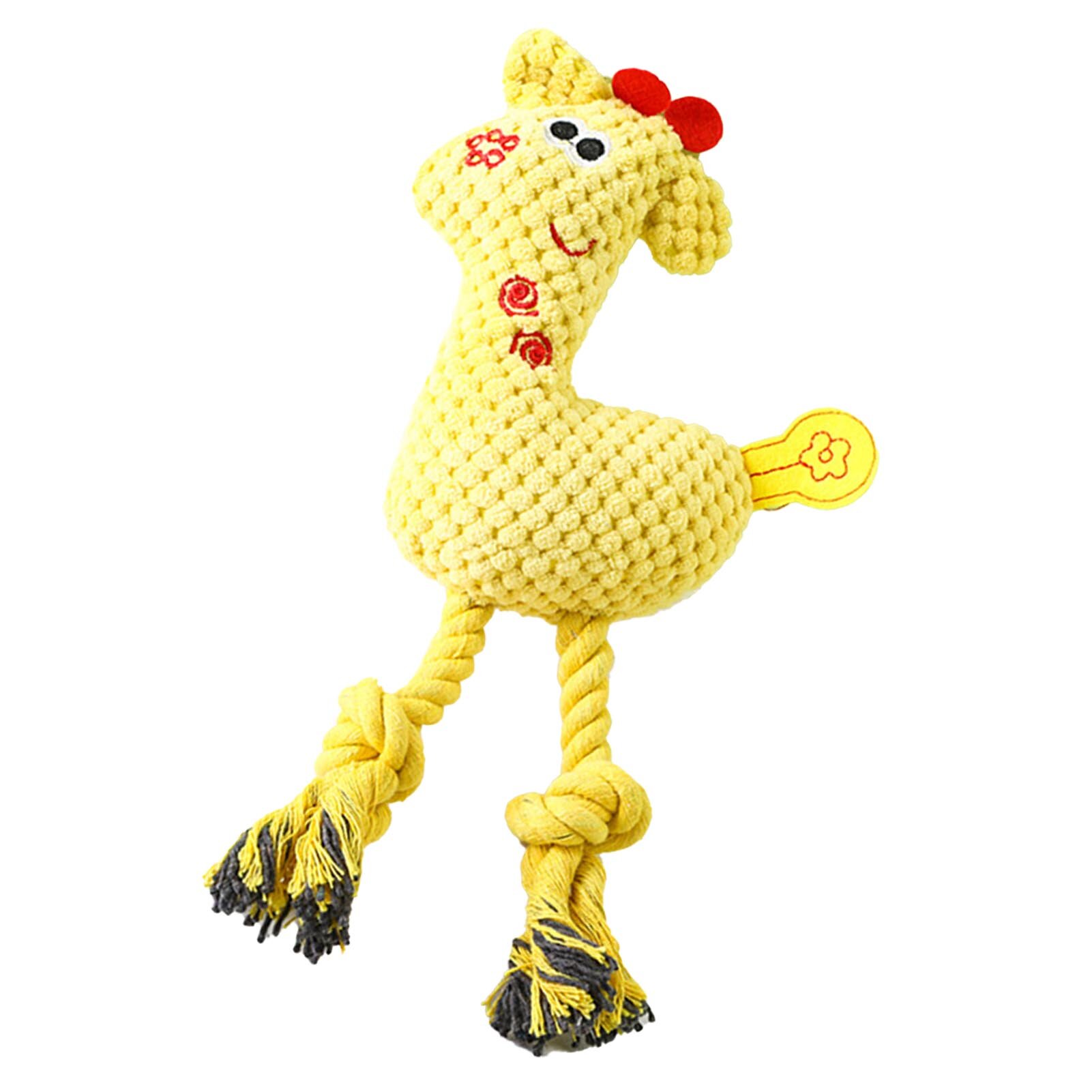 Плюшевая игрушка для жевания домашних животных, устойчивая к укусам, в форме оленя, скрипучая жевательная игрушка для кошек и собак с хлопковой веревкой желтого цвета